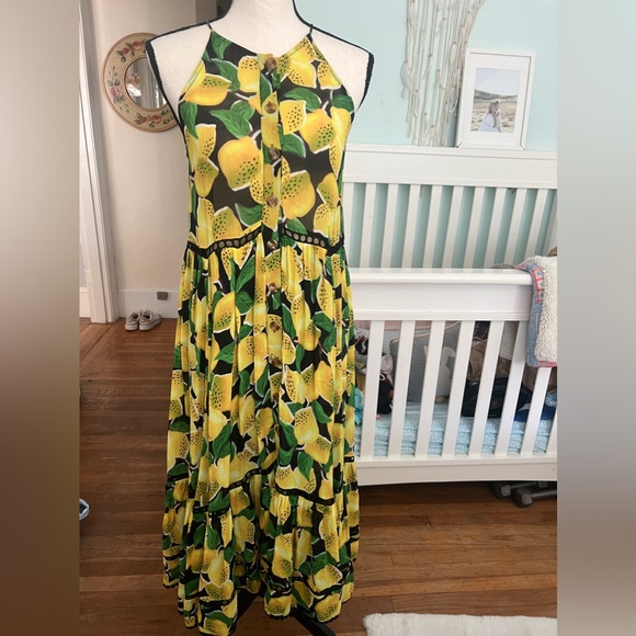 FARM Rio | Dresses | Farm Rio Lemon Print Maxi Dress | Poshmark